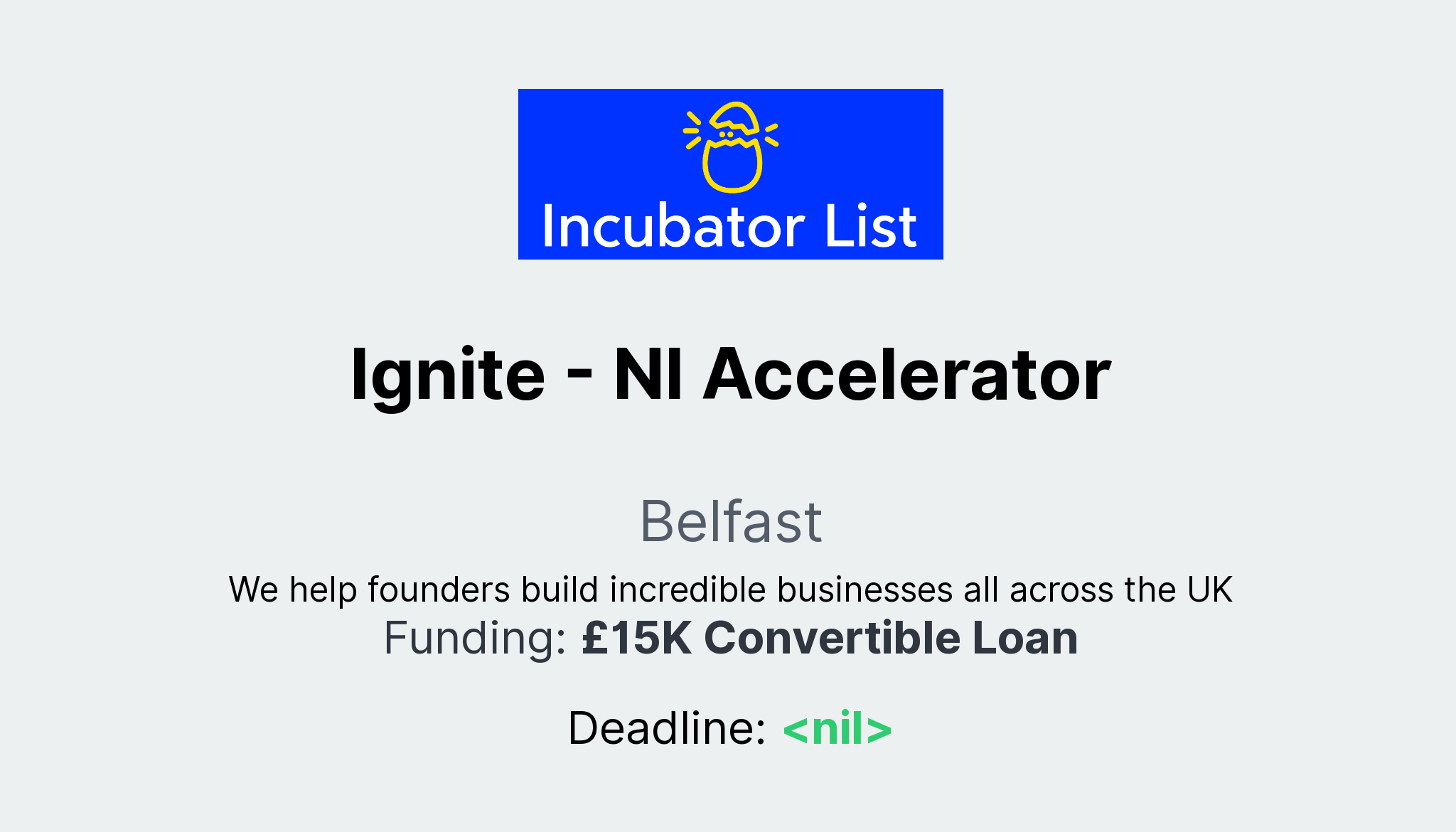 Ignite Ni Accelerator Key Information
